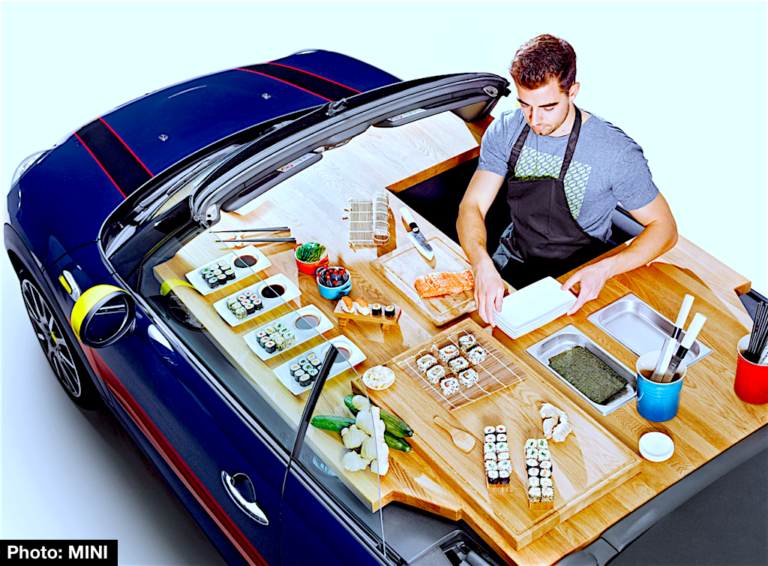 New MINI John Cooker Works Package – Micro Food Truck Serves Sushi on ...